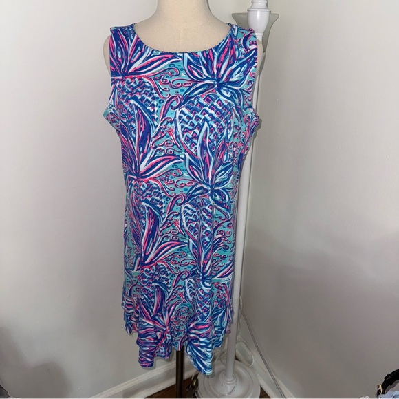 Lulu-B | Dresses | Lulu B Womens Ml Sleeveless Ruffle Bottom Blue ...